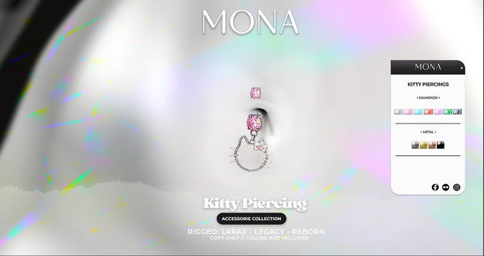 Second Life Marketplace - MONA - Kitty Piercings - Belly (AutoUnpack)